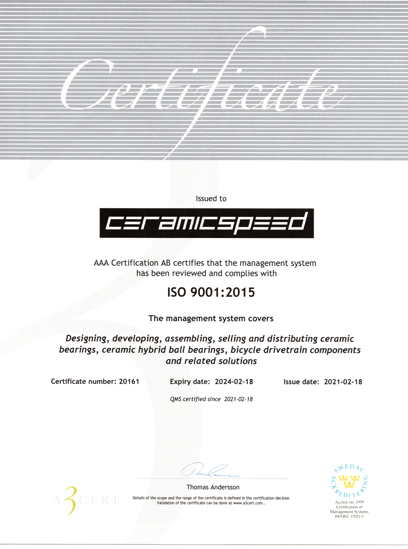 ISO 9001 Certificate